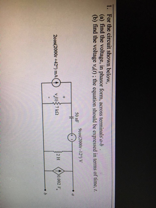 Solved For the circuit shown below. find the voltage, in | Chegg.com