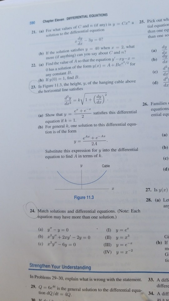 Solved 590 Chapter Eleven DIFFERENTIAL EQUATIONS 25. Pick | Chegg.com