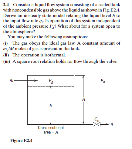 Solved 2.4 Consider a liquid flow system consisting of a | Chegg.com