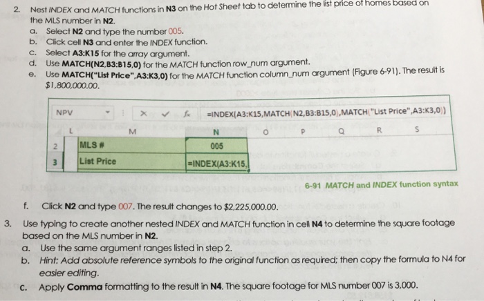 Nest INDEX and Match functions in N3 on the Hot Sheet | Chegg.com