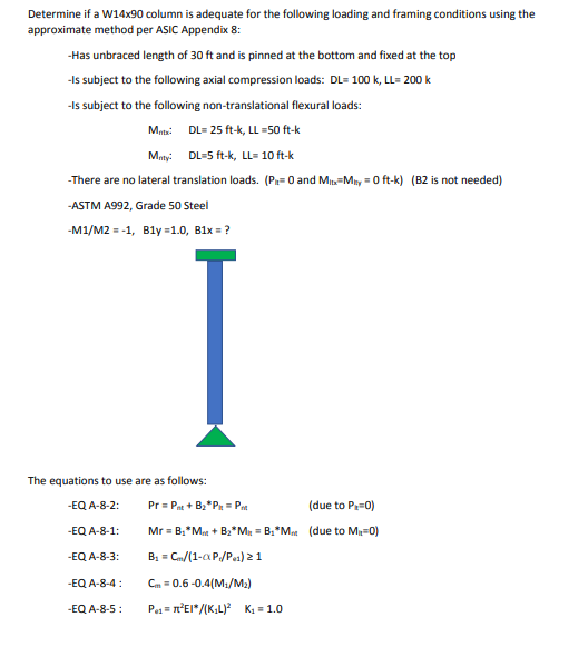 Solved Determine if a W14x90 column is adequate for the | Chegg.com