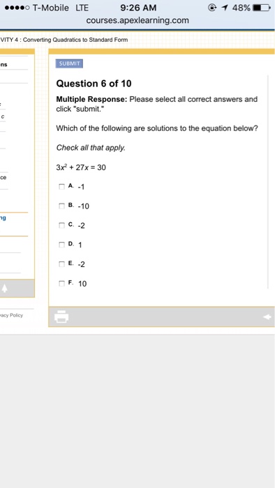 Solved Which of the following are solutions to the equation | Chegg.com