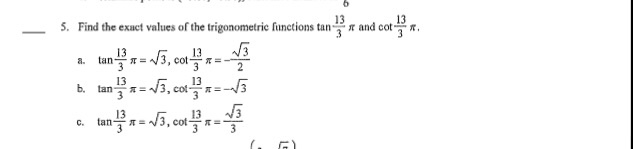 Solved Find the exact values of the trigonometric functions | Chegg.com