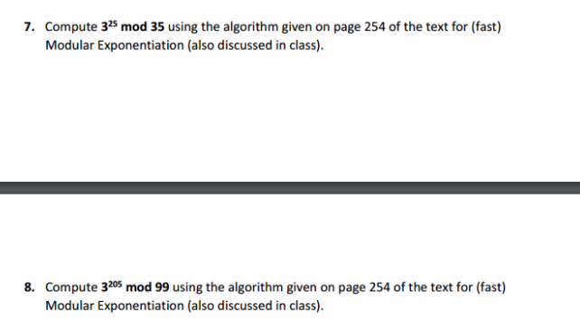 Solved Compute 325 Mod 35 Using The Algorithm Given On Page 3031