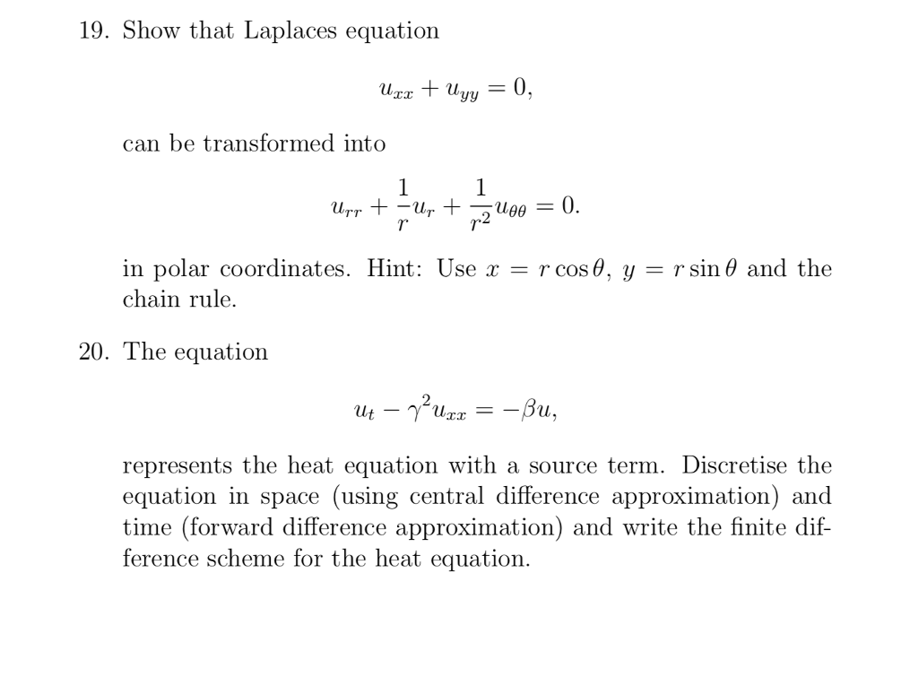Solved 19. Show that Laplaces equation can be transformed | Chegg.com