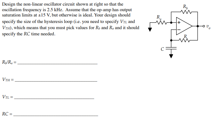 Solved Design the non-linear oscillator circuit shown at | Chegg.com