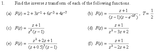 Solved Find the inverse z transform of each of the following | Chegg.com