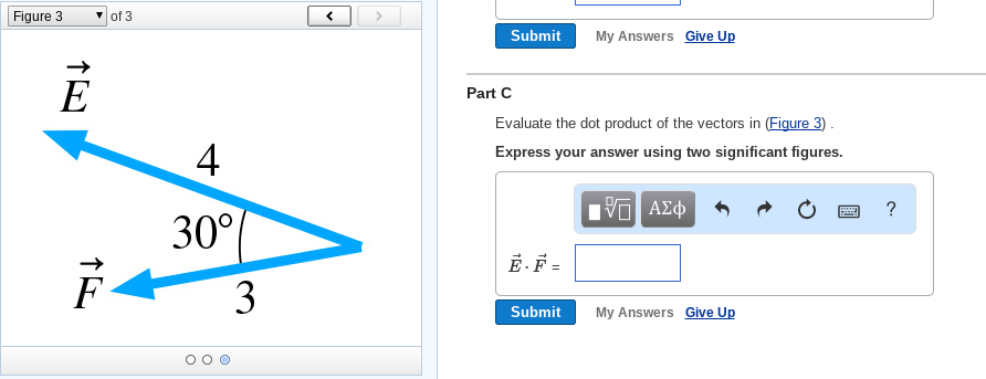 Solved Part A Evaluate the dot product of the vectors in | Chegg.com