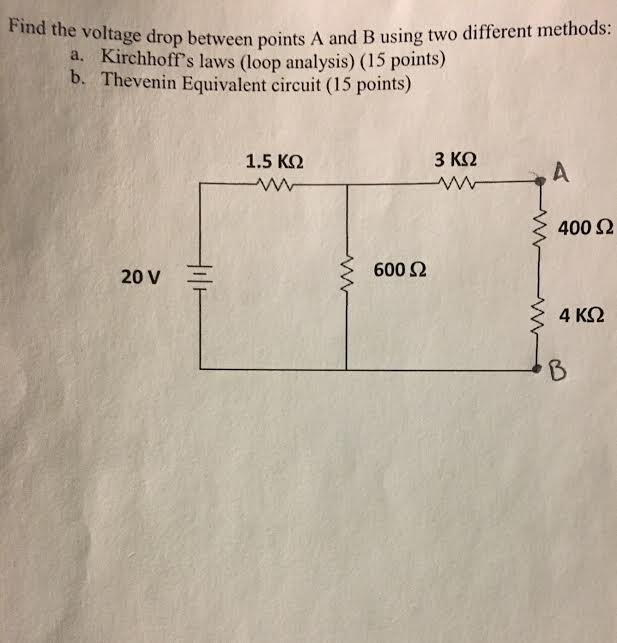 Solved Find the voltage drop between points A and B using | Chegg.com
