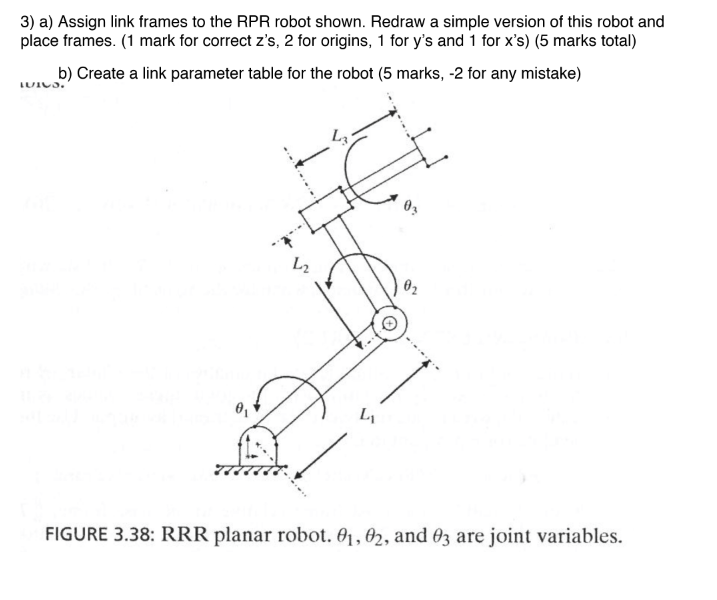 Solved a) Assign link frame to RRR robot. Redraw a simple | Chegg.com