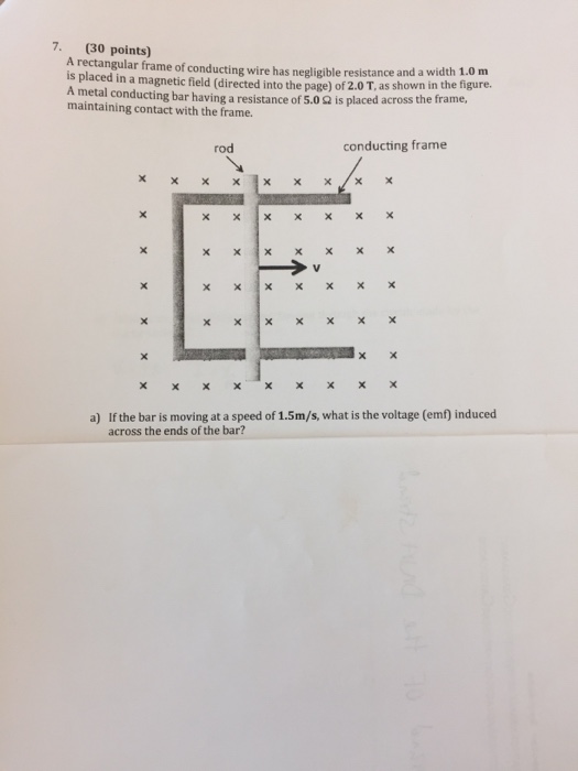 Solved 7. (30 points) A rectangular frame of conducting wire | Chegg.com