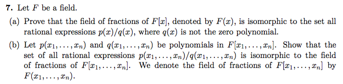 Let F be a field. (a) Prove that the field of | Chegg.com