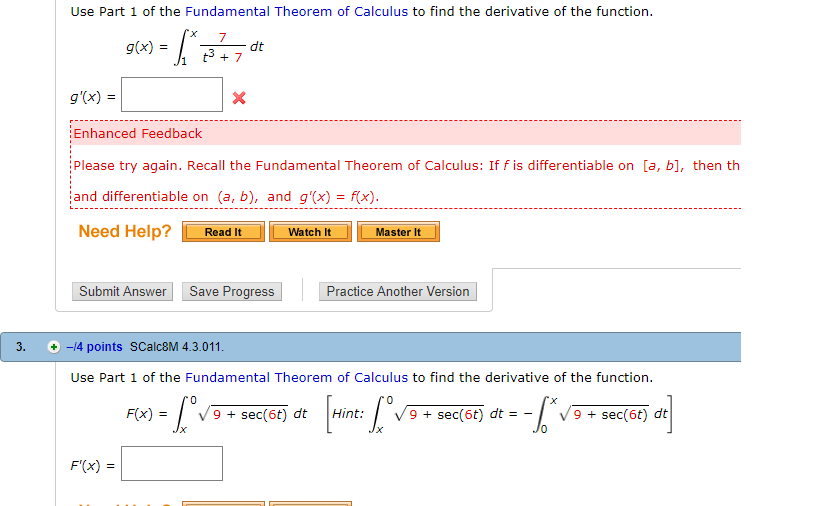 Solved Use Part 1 of the Fundamental Theorem of Calculus to | Chegg.com
