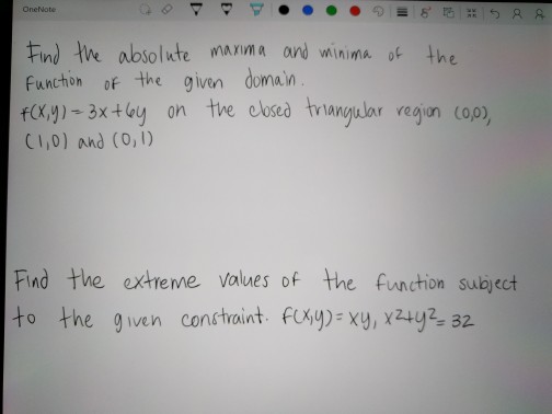 Solved Find the absolute maxima and minima of the function | Chegg.com