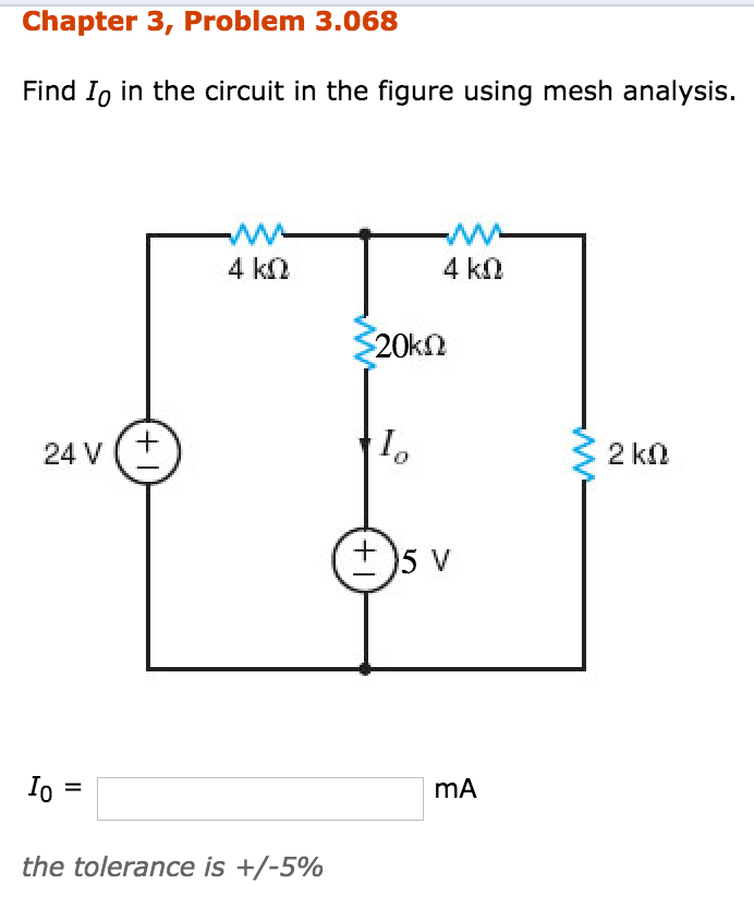 Solved Chapter 3, Problem 3.068 Find Io in the circuit in | Chegg.com