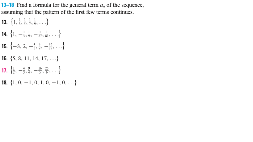 Solved 13?19 Find a formula for the general term a of the | Chegg.com