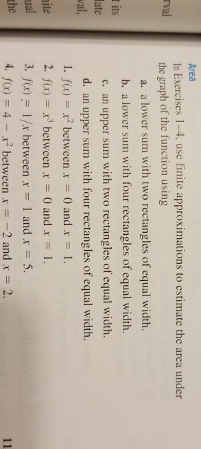 Solved Area In Exercises 1-4, use finite approximations to | Chegg.com