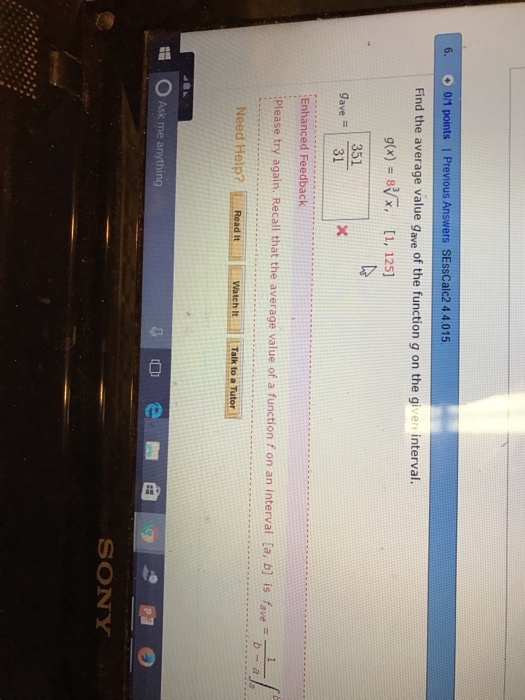 Solved Find The Average Value G Ave Of The Function G On The