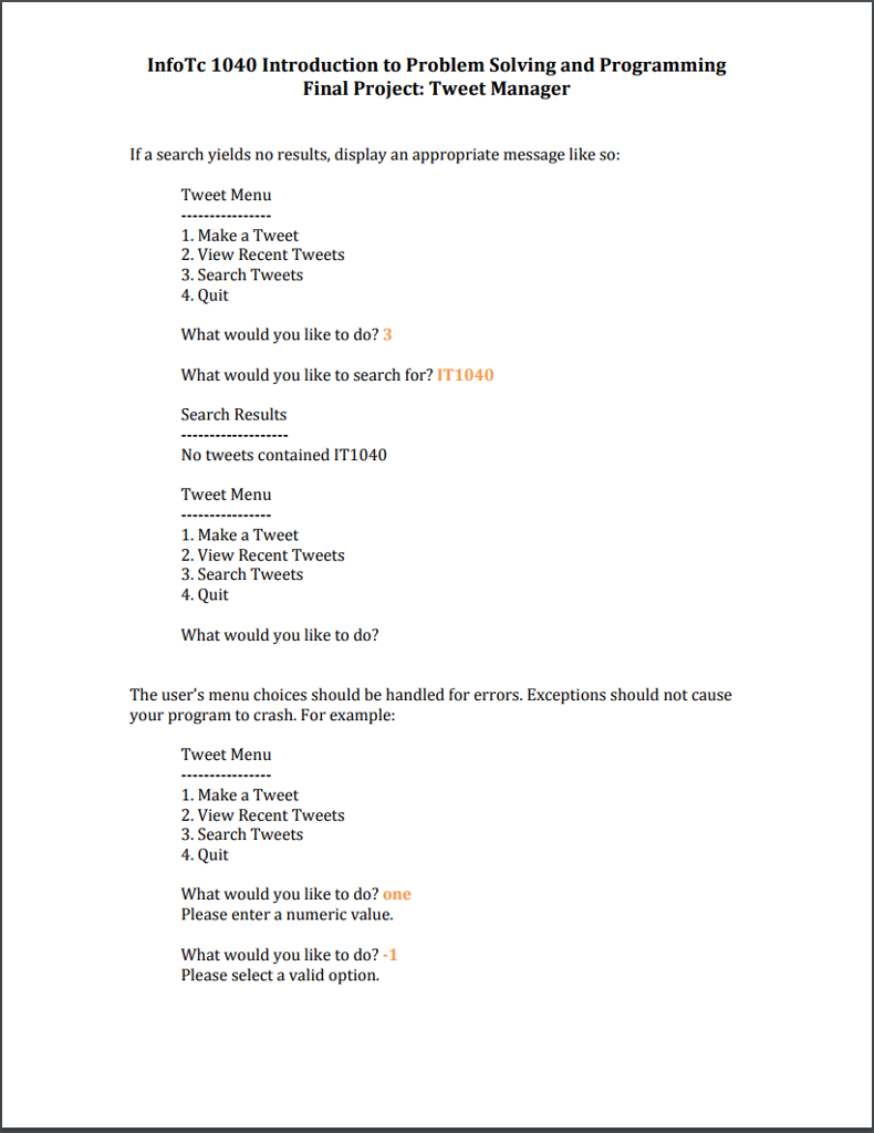 Solved InfoTc 1040 Introduction to Problem Solving and | Chegg.com