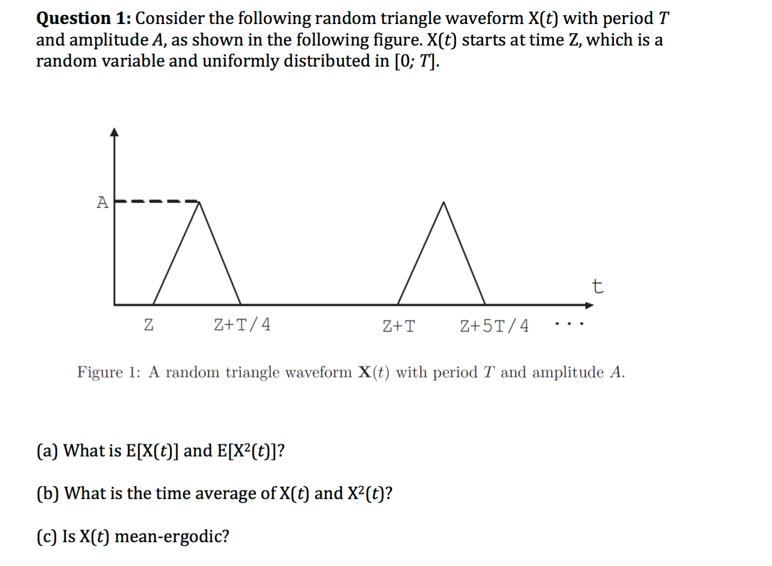 Solved Consider the following random triangle waveform X(t) | Chegg.com Solved Consider the following random triangle waveform X(t) | Chegg.com