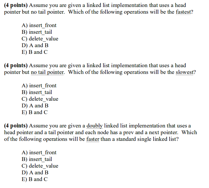 Solved Assume you are given a linked list implementation | Chegg.com