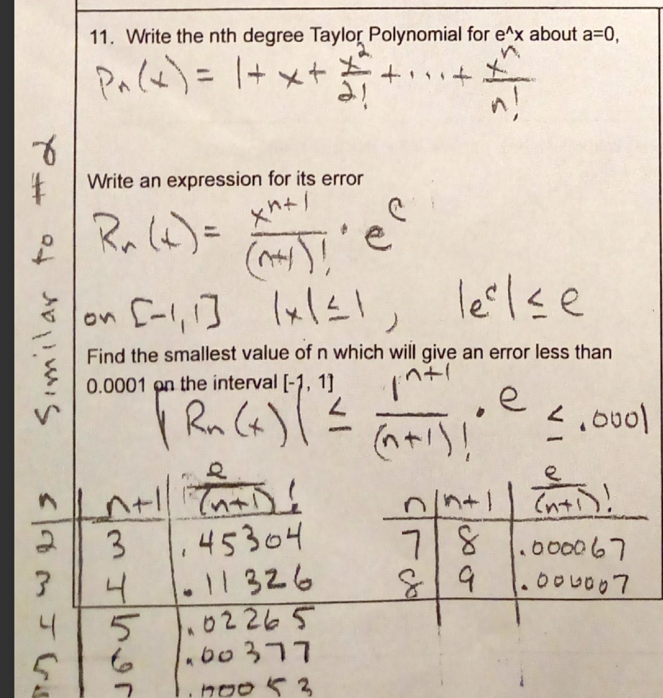 Solved Write the nth degree Taylor Polynomial for e^x about | Chegg.com
