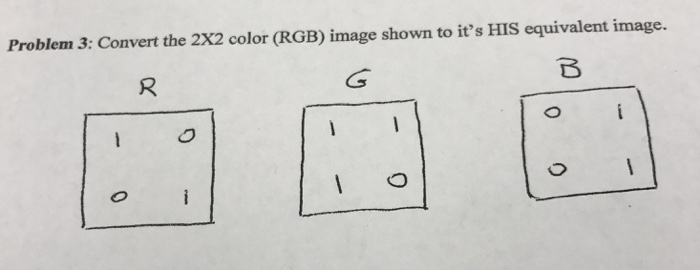 Solved Convert the 2 times 2 color (RGB) image shown to it's | Chegg.com