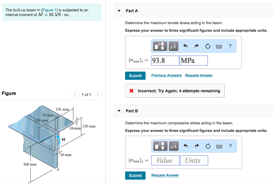 Solved The built-up beam in (Figure 1) is subjected to an | Chegg.com