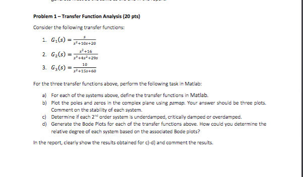 Solved Problem 1 Transfer Function Analysis 20 Pts 