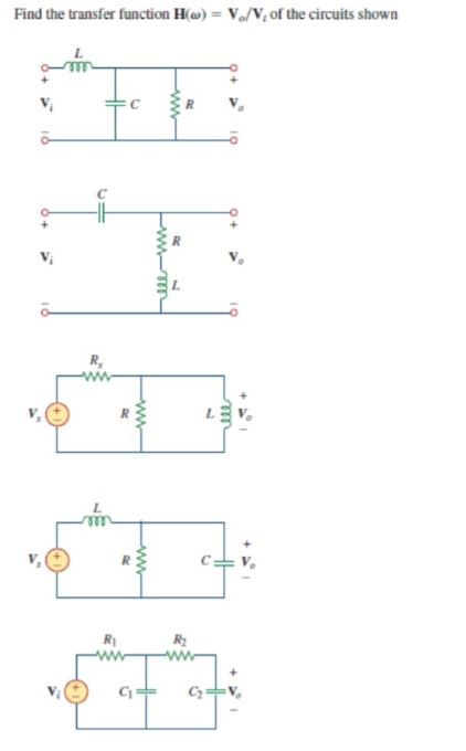 Solved Find the transfer function H(a) = Vo V. of the | Chegg.com