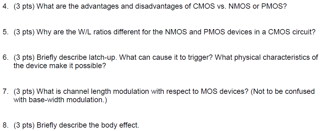 Solved What are the advantages and disadvantages of CMOS vs. | Chegg.com
