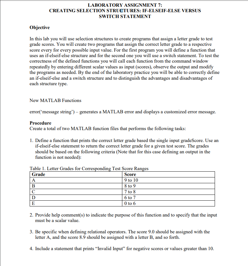 Solved LABORATORY ASSIGNMENT 7: CREATING SELECTION | Chegg.com