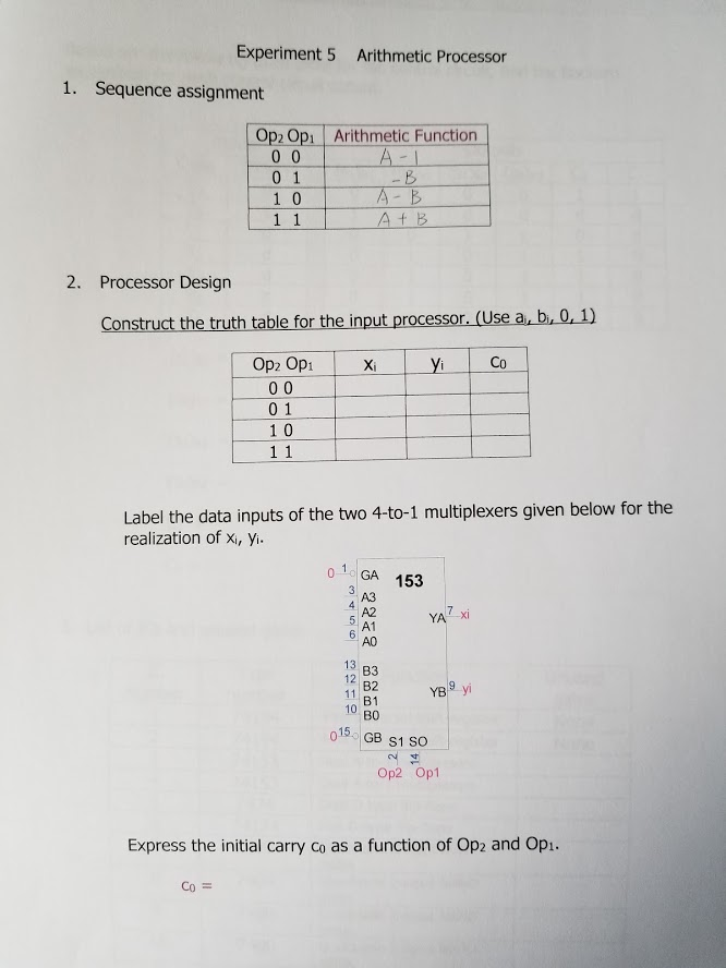 Solved Experiment 5 Arithmetic Processor 1 Objective To | Chegg.com