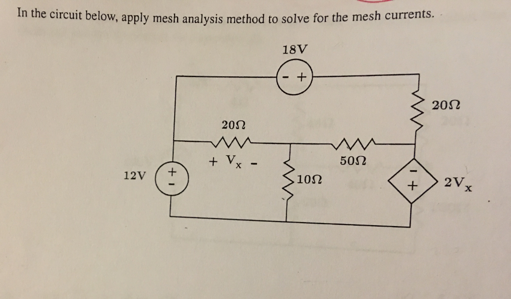 Solved In the circuit below, apply mesh analysis method to | Chegg.com