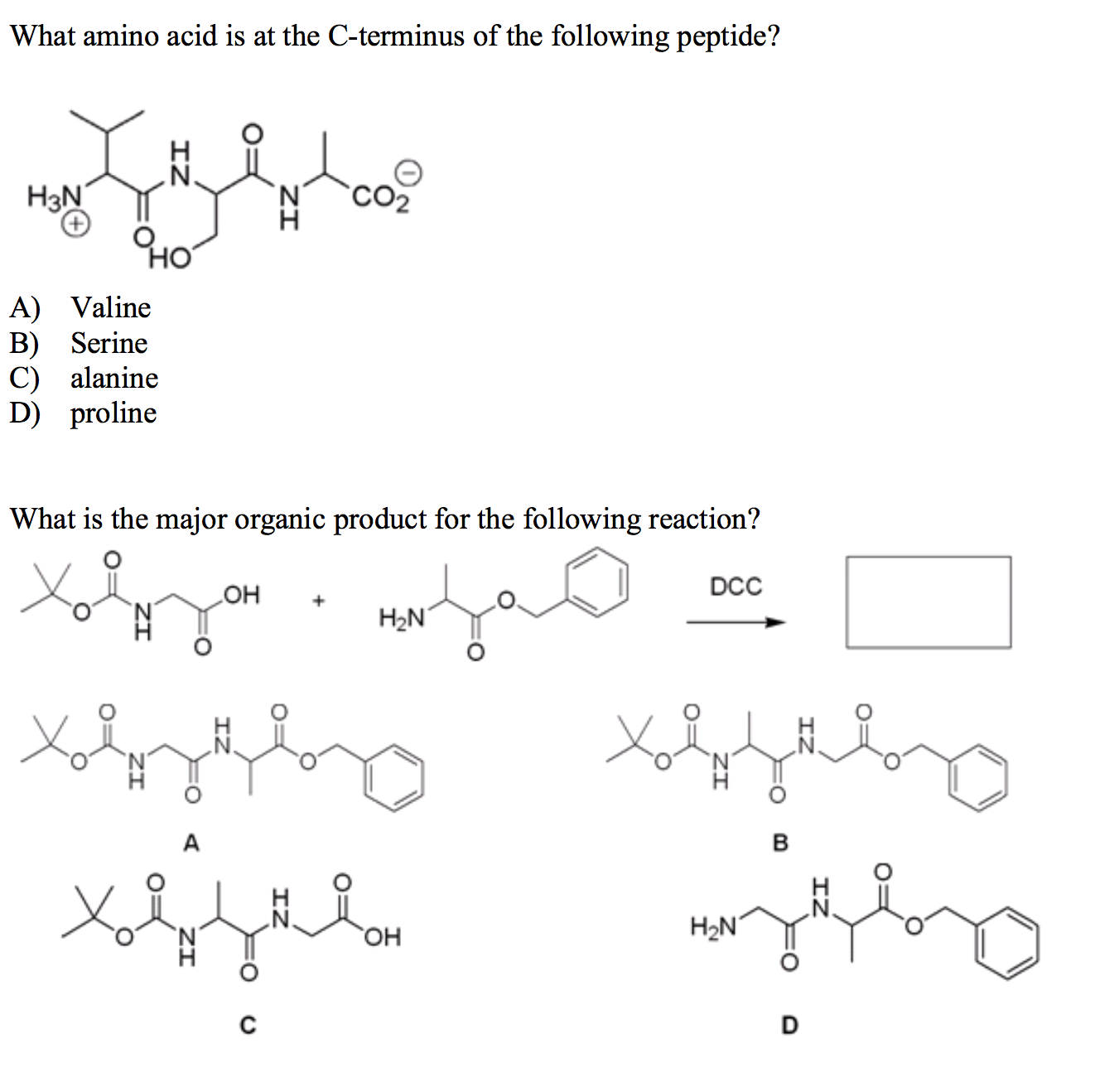 Solved What amino acid is at the C-terminus of the following | Chegg.com