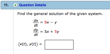Solved Find the general solution of the given system. Dx / | Chegg.com
