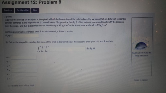 Solved Assignment 12: Problem 9 Previous Problem List Next | Chegg.com