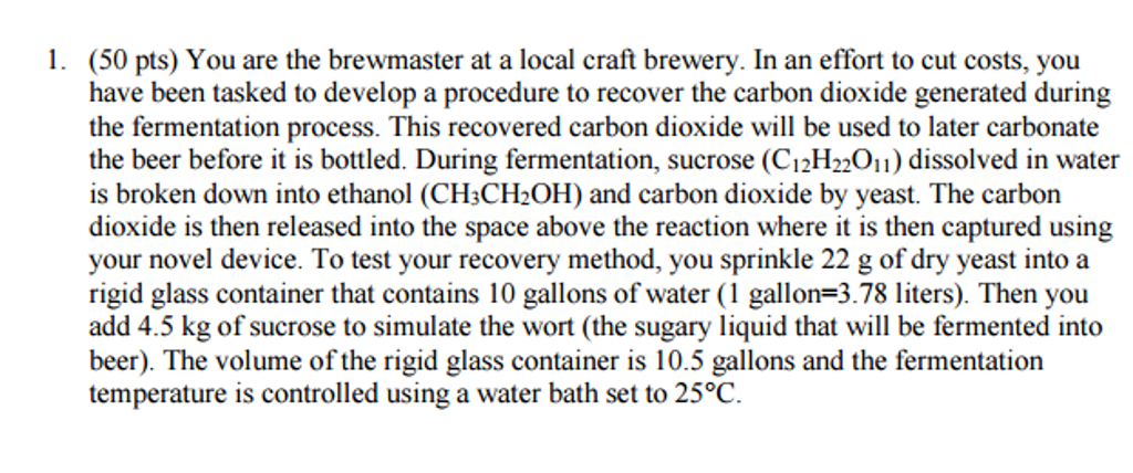 Solved a.) Write a balanced equation for the fermentation | Chegg.com