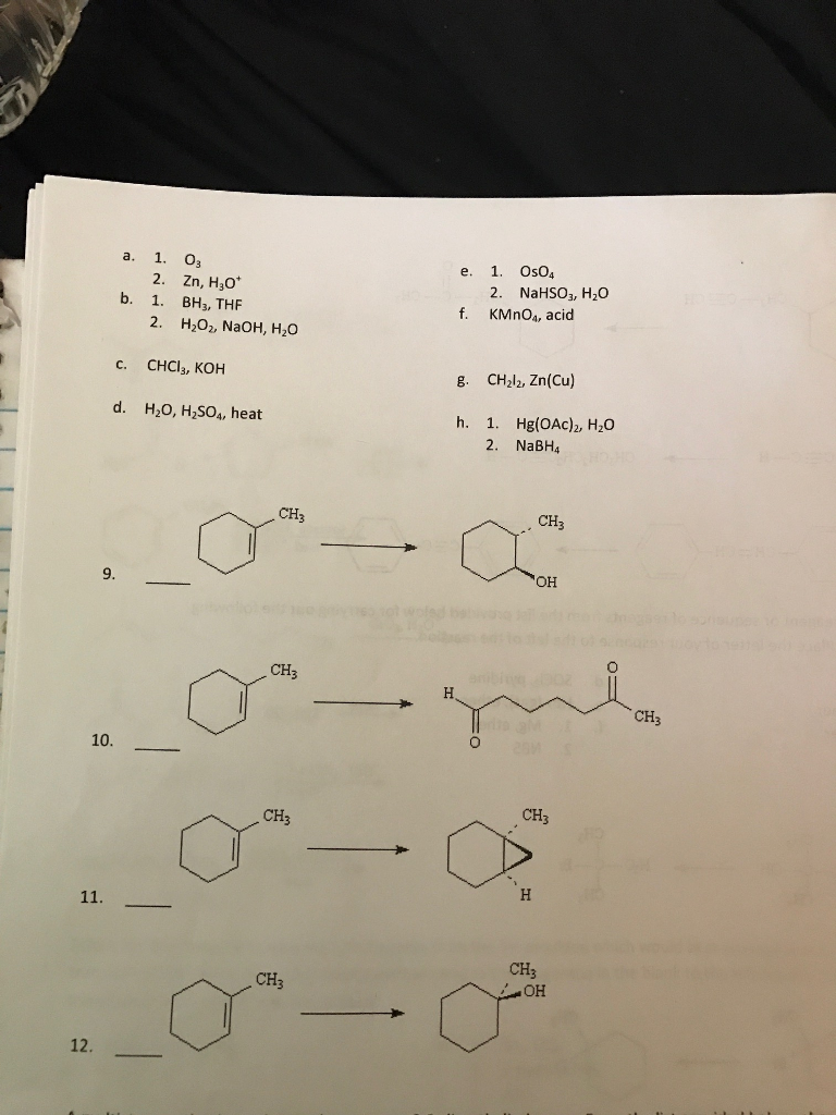 Solved Choose the best reagent from the list provided for | Chegg.com