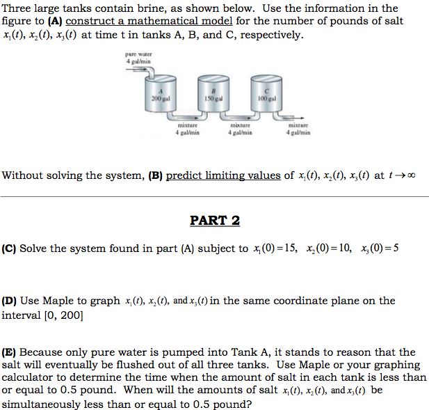 Solved Three large tanks contain brine, as shown below. Use | Chegg.com