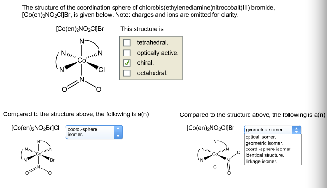 Solved The structure of the coordination sphere of | Chegg.com