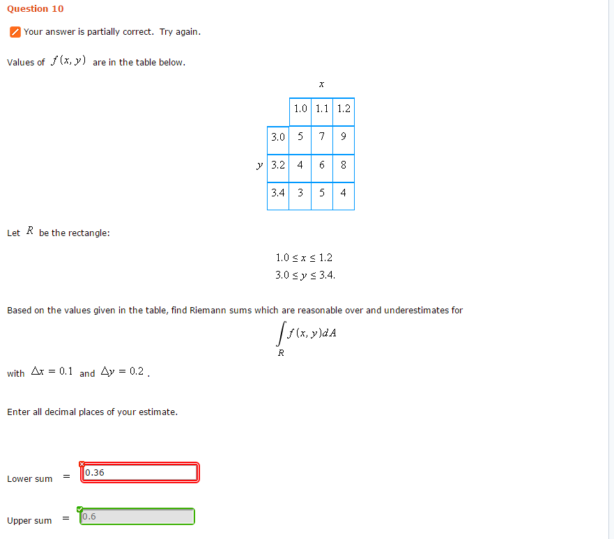 Solved Your Answer Is Partially Correct Try Again Values