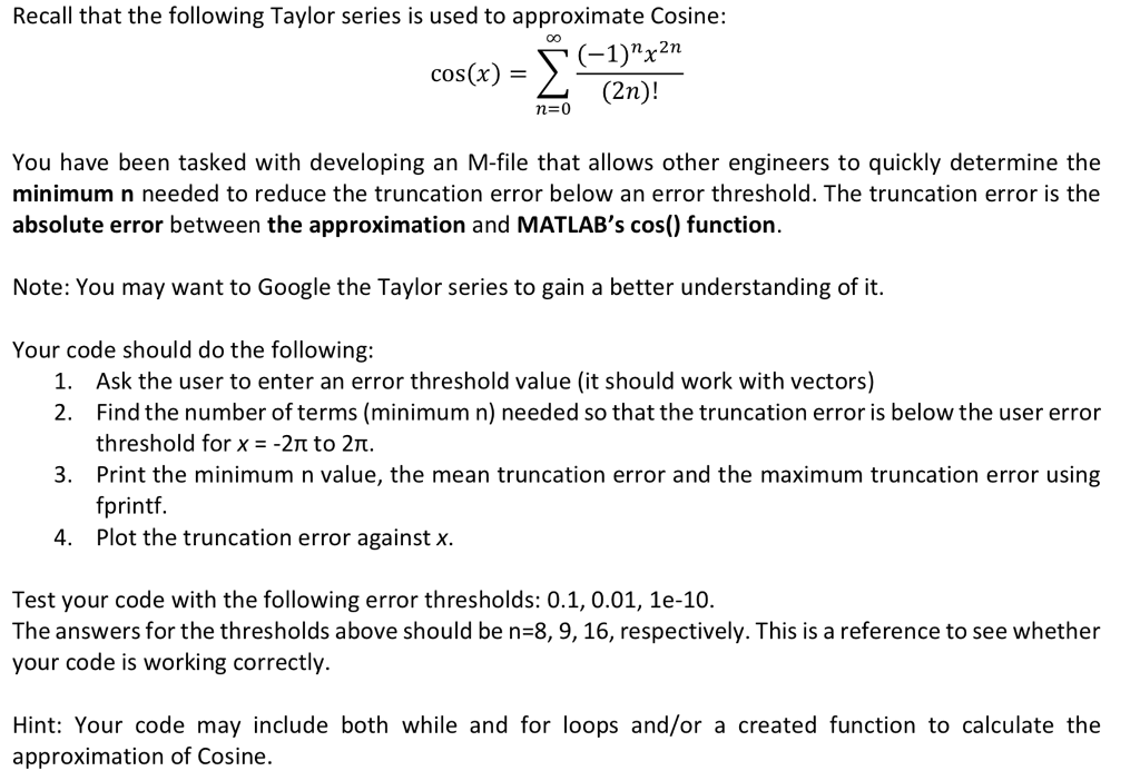 Solved Recall that the following Taylor series is used to | Chegg.com