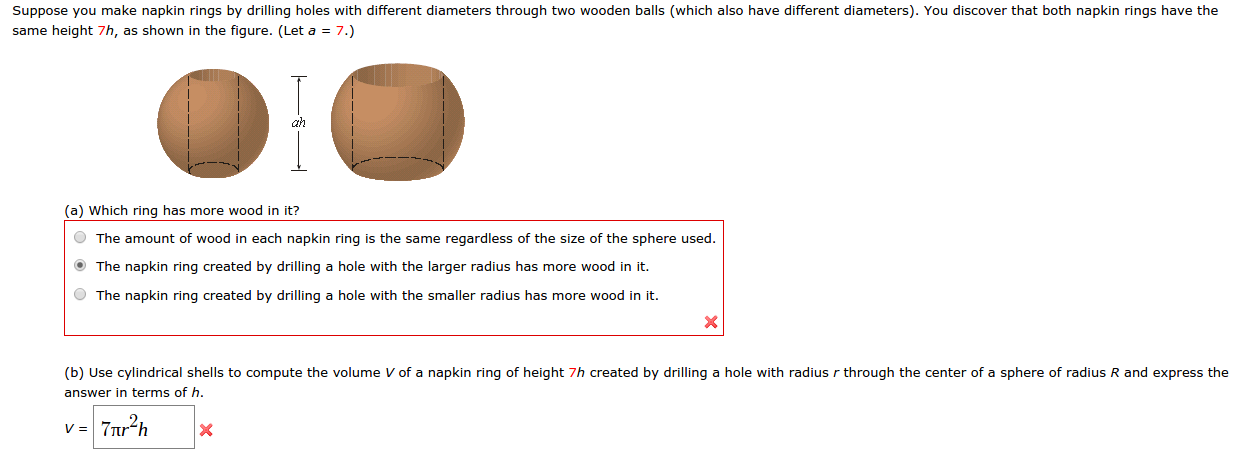 Solved Suppose you make napkin rings by drilling holes with | Chegg.com