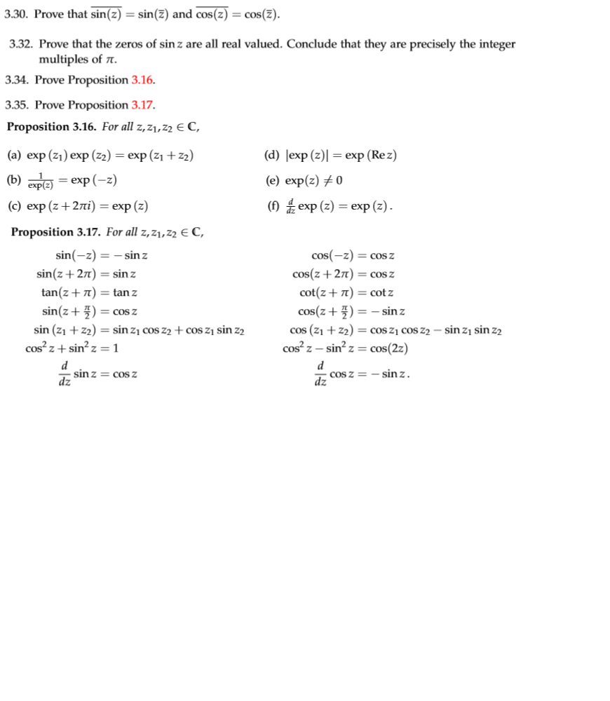 Solved Prove that sin(z) = sin(z) and cos(z) = cos(z). | Chegg.com