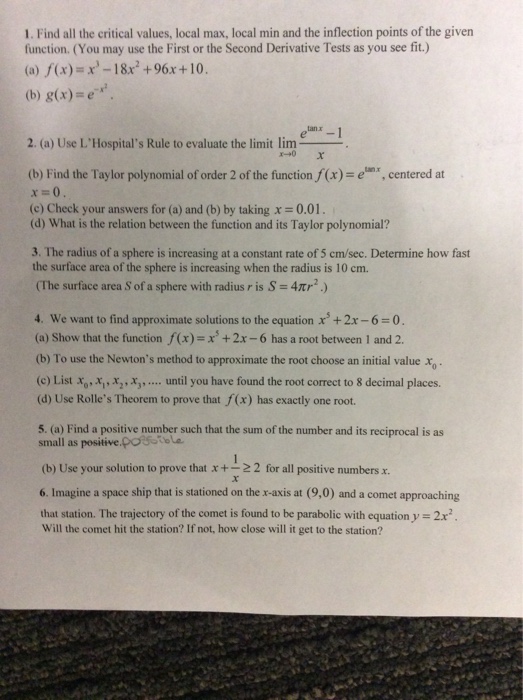 Solved Find all the critical values, local max. local min | Chegg.com