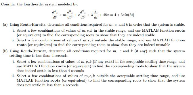Consider the fourth-order system modeled | Chegg.com