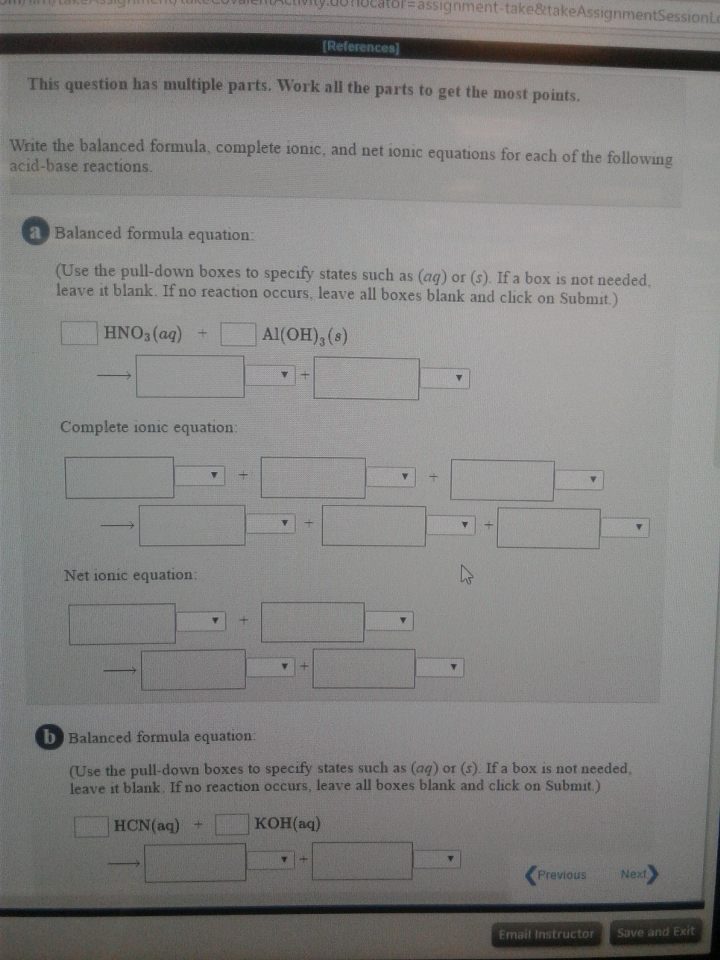Solved Write The Balanced Formula Complete Ionic And Net 4789