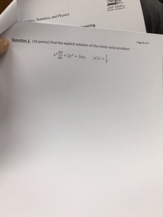 Solved Find The Explicit Solution Of The Initial Value