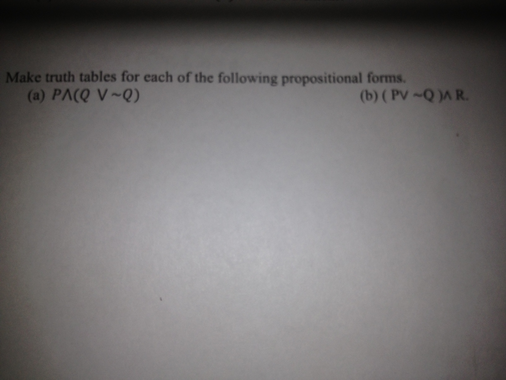 Solved Make truth tables for each of the following | Chegg.com